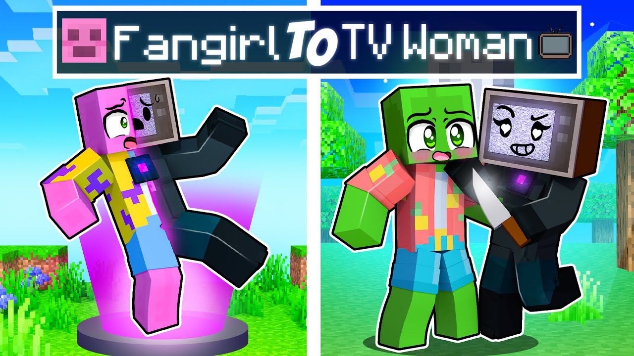 From CRAZY FAN GIRL to TV WOMAN in Minecraft! - YouTube