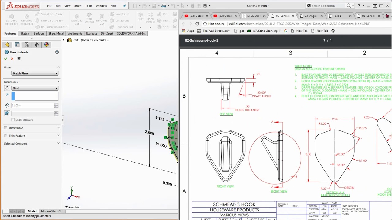 14 SolidWorks – Intro to Freehand Sketching – Plastic-Hook - Fixing ...