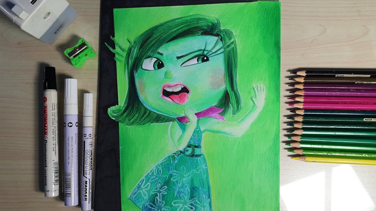 Drawing Disgust from Inside Out 2 Disney Pixar - YouTube