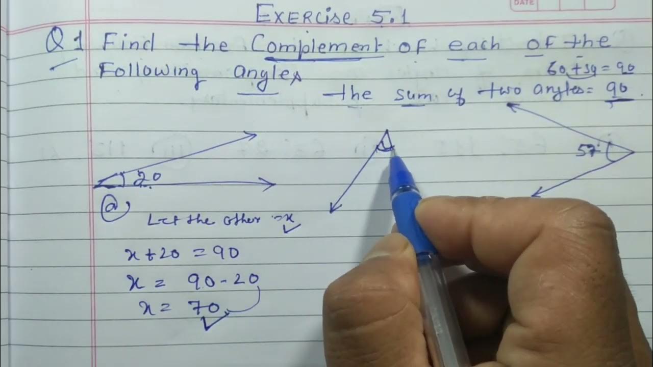 Class 7 - Exercise 5.1 - Q 1 | Find the complement of each of the following angle - YouTube