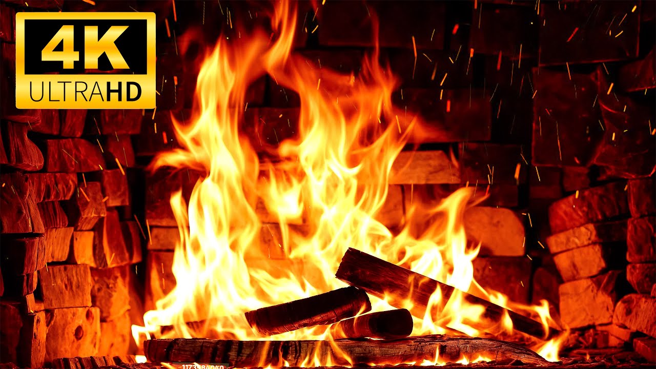 🔥 Virtual Fireplace 4K with Hypnotic Fire Sounds | Cozy Burning Logs ...