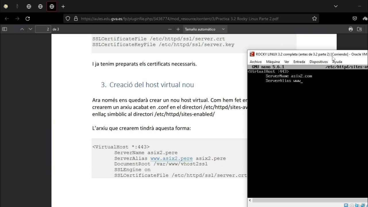 PRÁCTICA 3.2 parte 2 Instalación y Configuración de Apache en Rocky Linux CARLOS FERRER - YouTube