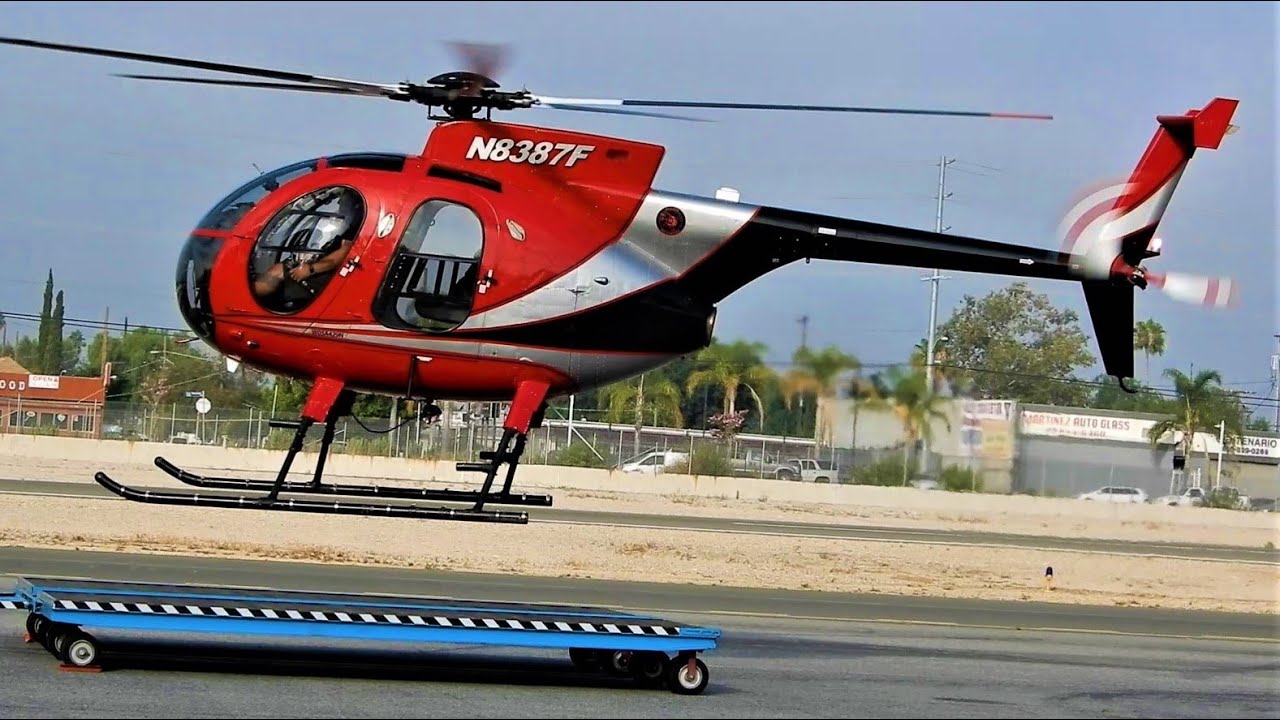 Hughes 500 Start-Up, Takeoff From Helipad - Helicopter Hughes 369 ...