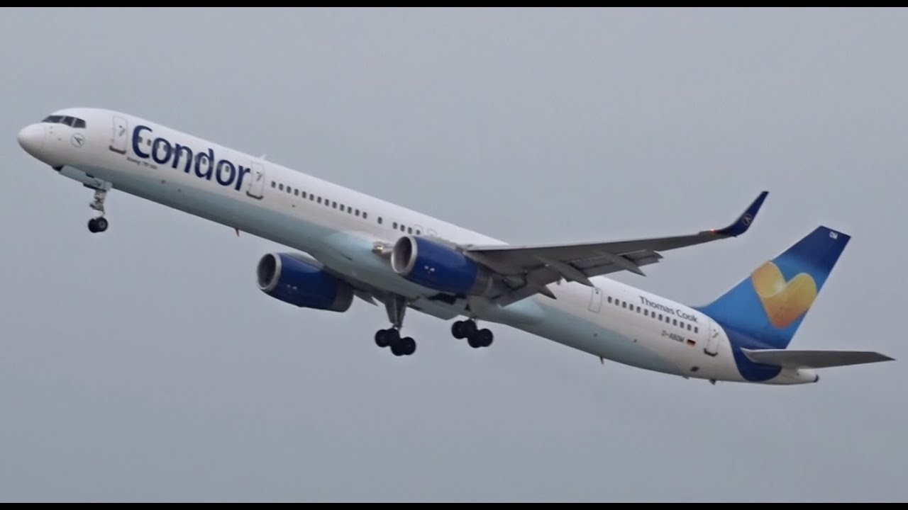 Condor Boeing 757-300 takeoff from Dusseldorf Airport - YouTube