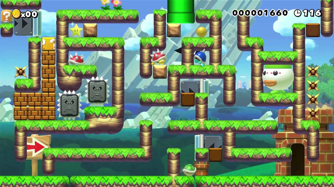Super Mario Maker - 1-screen puzzle #3 60fps - YouTube