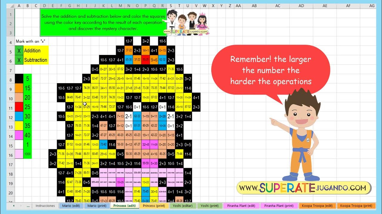 Pixel Math - Additions and Subtraction - www.SuperateJugando.com - YouTube