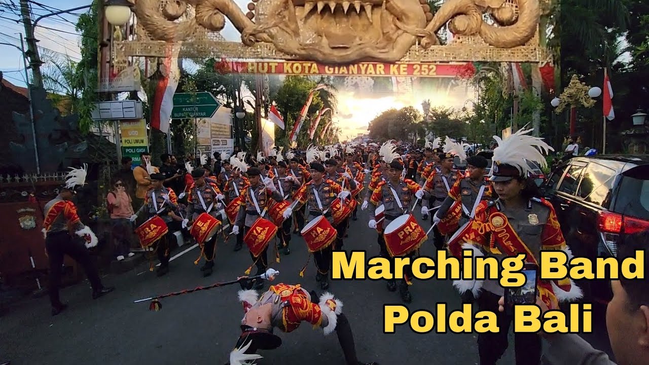 Marching Band Polda Bali Tampil Di HUT Kota Gianyar Ke 252 Tahun 2023 ...