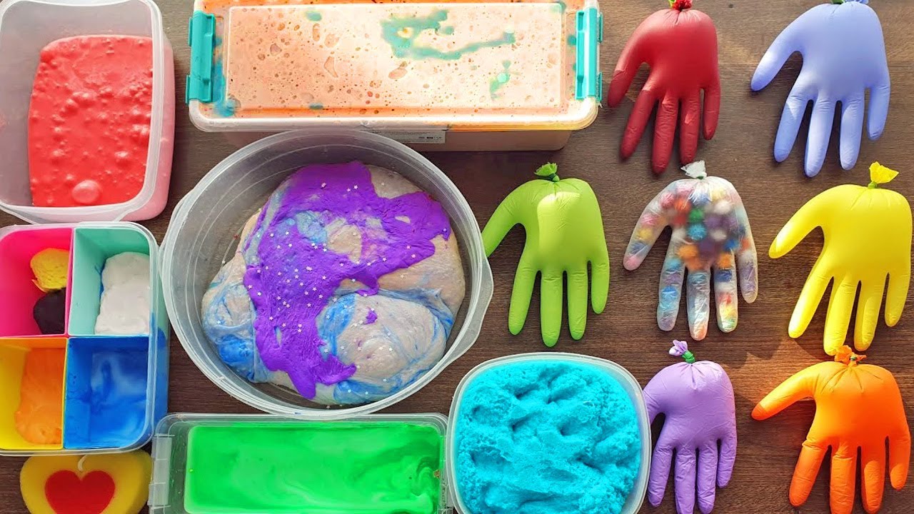 Slime smoothie and Gloves - Izabela Stress Slime Mixing - YouTube