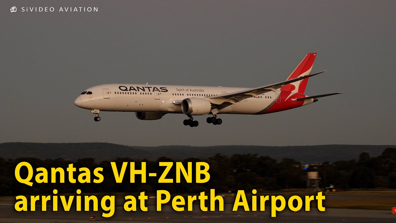 Qantas Airways (VH-ZNB) arriving on RW03 at Perth Airport. - YouTube