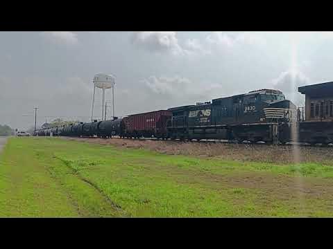 AC44/D9. UP 5621 and UP NS 9830 lead a 2x0 UP local out of Kinder and slow well normal speed ...