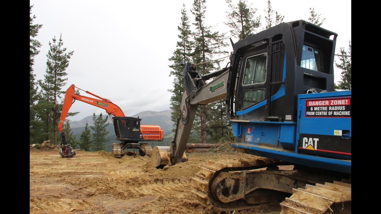 New Zealand logging, hitachi winch assist walk around . - YouTube