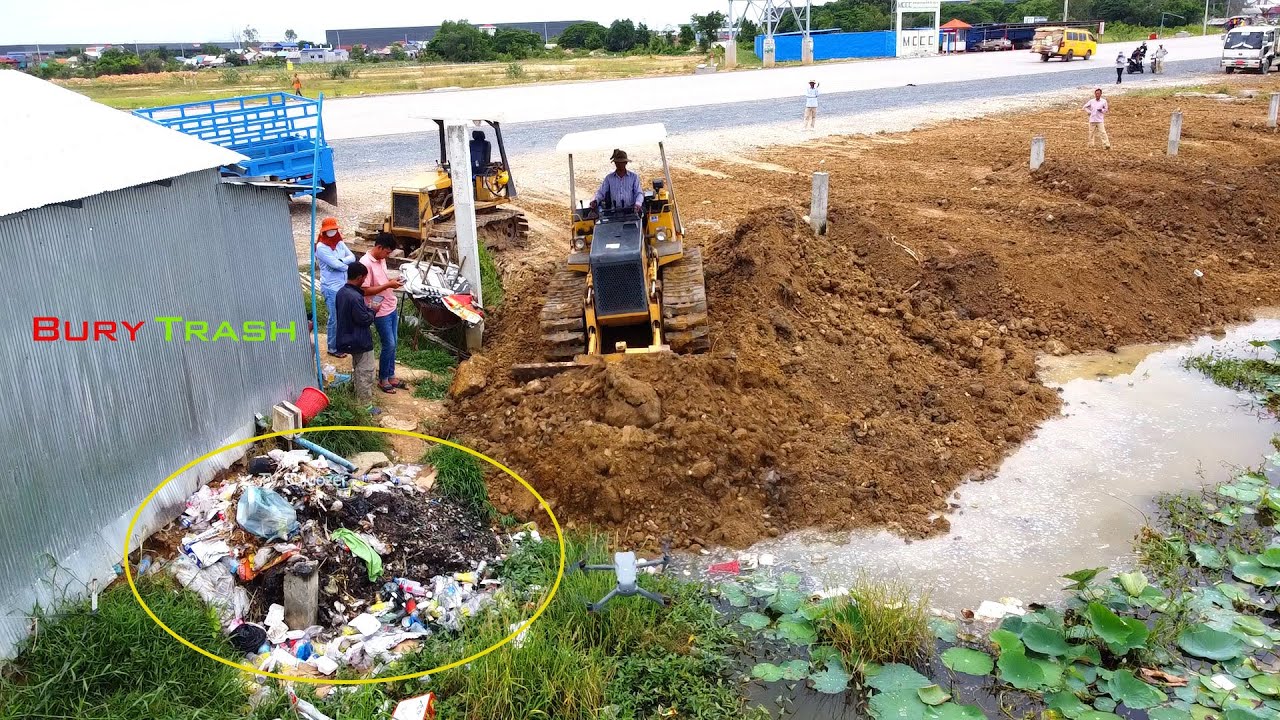 Full Video Bury Trash & Landfill By D21P + D20P Bulldozer Pushing Soil ...