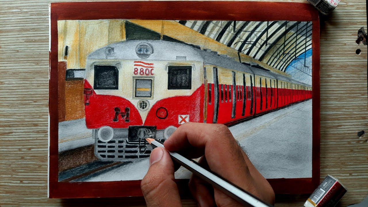 Drawing a local train! Mumbai's iconic lifeline- DC Local train (EMU ...