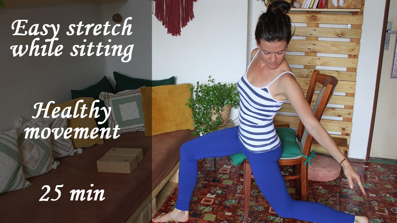 Easy stretch while sitting | Healthy functional movement on a chair ...