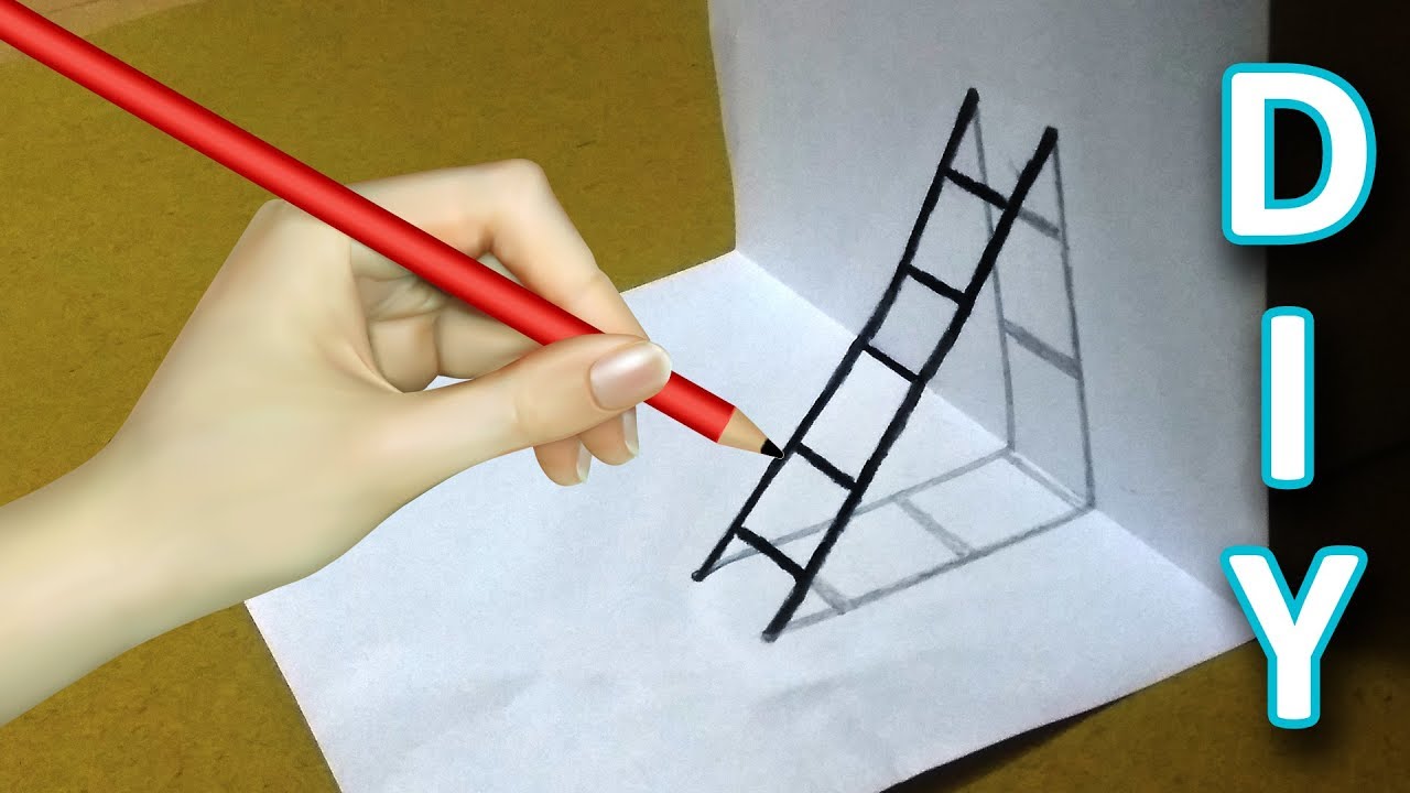 Draw 3D Ladder the Easy Way! - YouTube