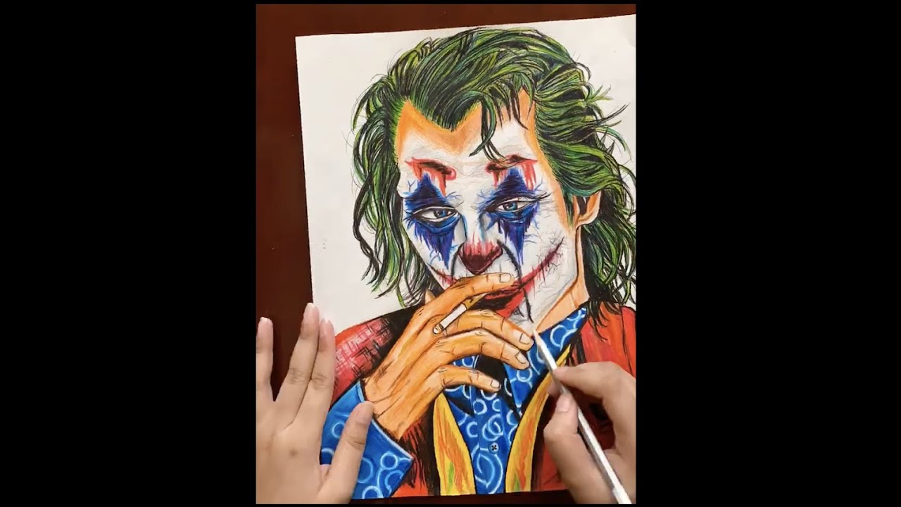 Drawing JOKER(Joaquin Phoenix) with Colour Pencils - YouTube