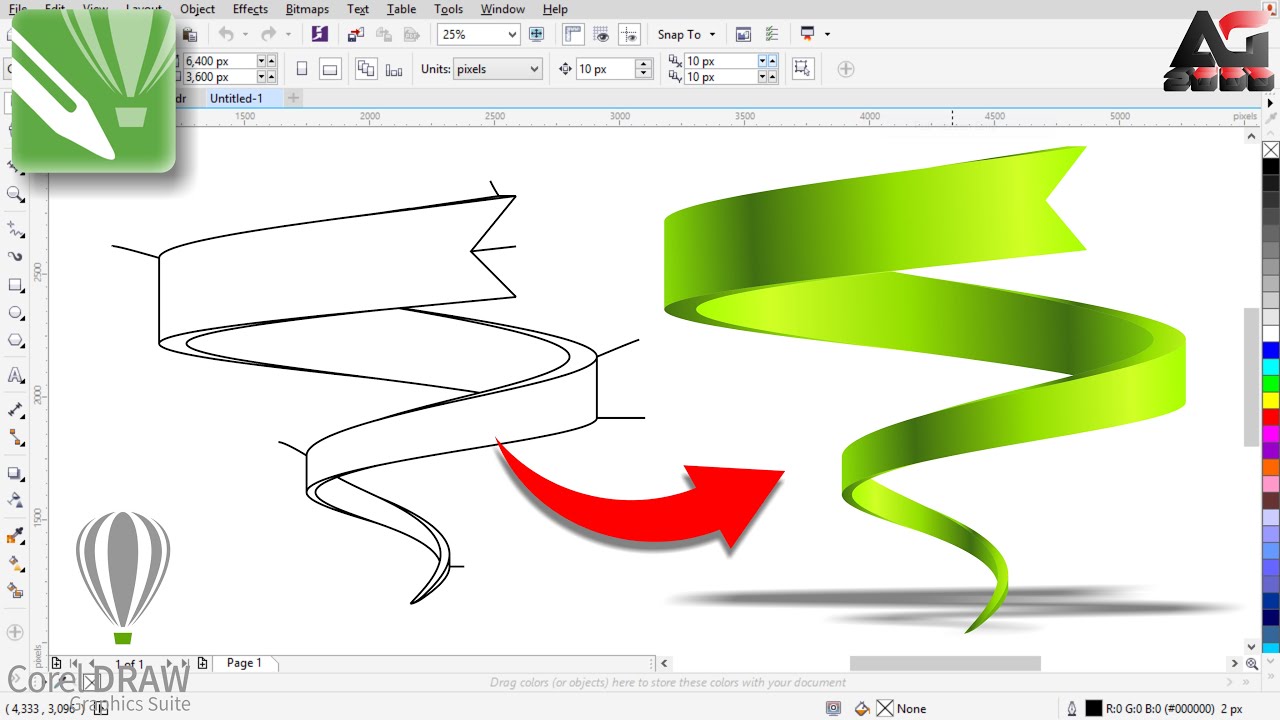 Swirl Ribbon Design in CorelDraw - YouTube