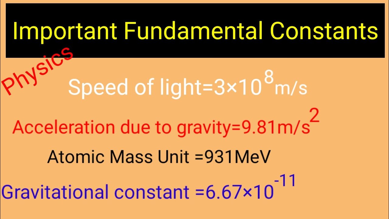 Physics| Important Fundamental Constants and Value - YouTube