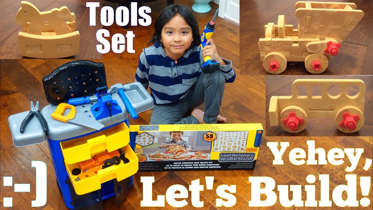 Toy Channel: Carpenter Pretend Play Workshop. Tools Set Playtime ...