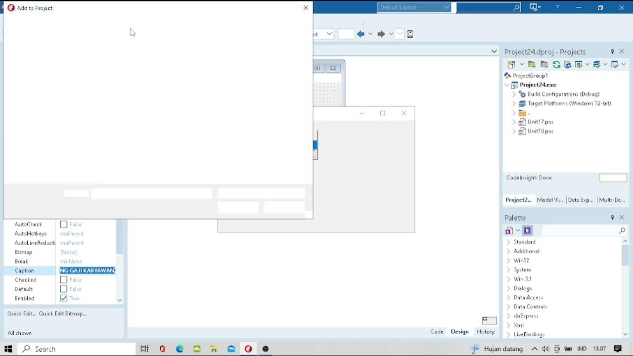 TUTORIAL MEMBUAT PROJECT PENGGABUNGAN APLIKASI DELPHI - YouTube