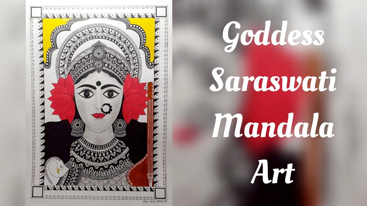 Goddess Saraswati Mandala Art| Devi Saraswati Drawing| Mandala With ...