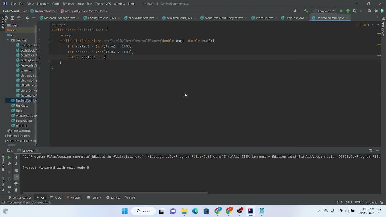 Numbers Are Equal By Three Decimal Places || Methods in Java Exercise 6 ...
