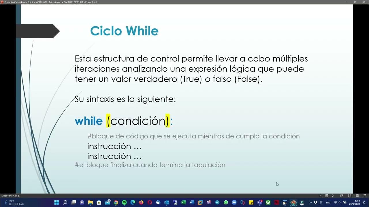 Lección 05 Ciclos While y ciclos For, 26 Setiembre 2022 - YouTube