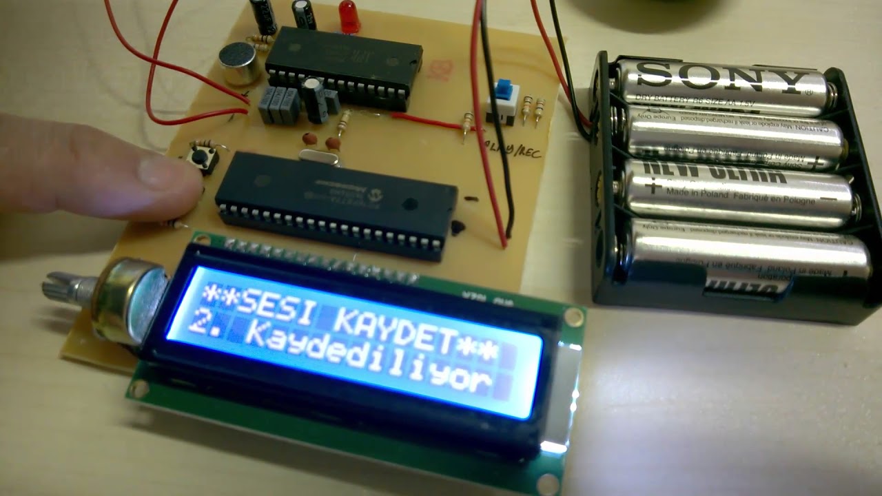 PIC16F877 ve APR9600 ile Ses Kayıt, Oynatma devresi - YouTube
