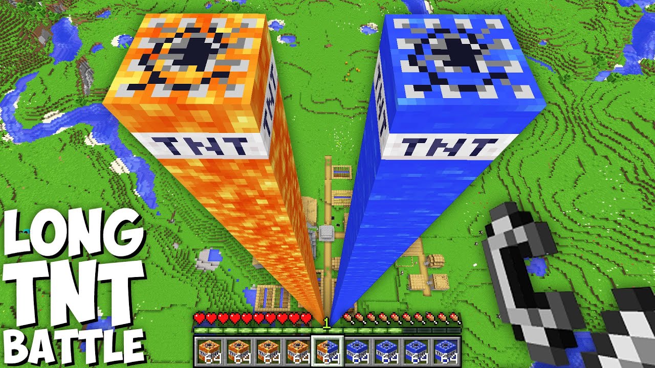I found this TALLEST LAVA TNT vs WATER TNT in My Minecraft World ...