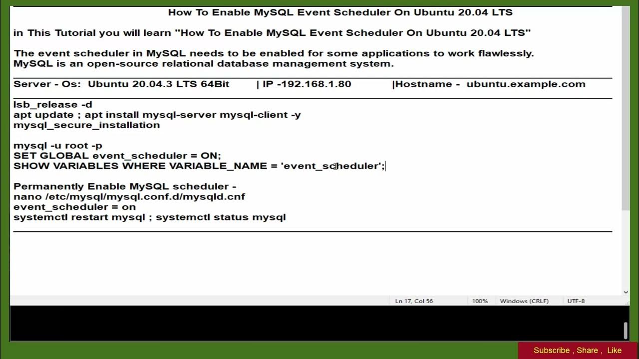 How To Enable MySQL Event Scheduler On Ubuntu 20.04 LTS - YouTube