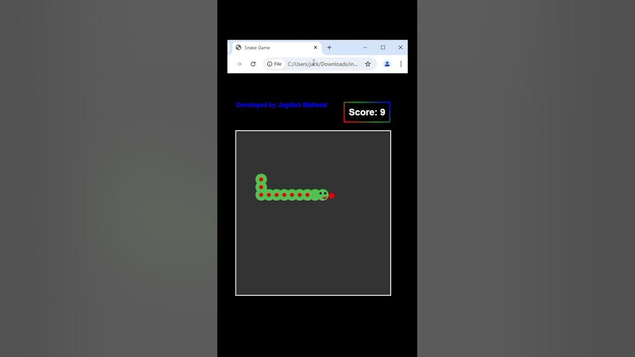 Snake Game Using Javascript#snakegames #javascript #coding #gujrati #