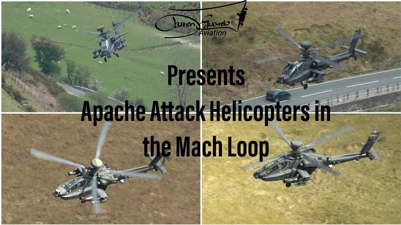 Apache Attack Helicopters transit through the mach loop - YouTube