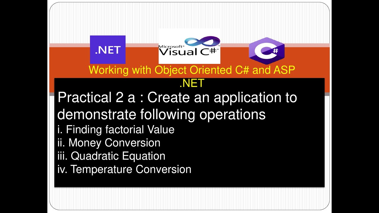 Factorial , Money Conversion, Quadratic Equation , Temperature Conversion | Asp.net with Csharp ...