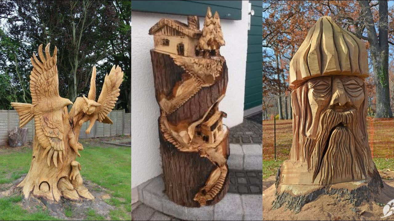 AMAZING & Unbelievable CHAINSAW wood carving | diy | wood carving ...