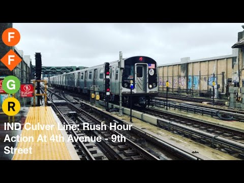 IND Culver Line: Rush Hour Action at 4th Avenue - 9th Street - YouTube