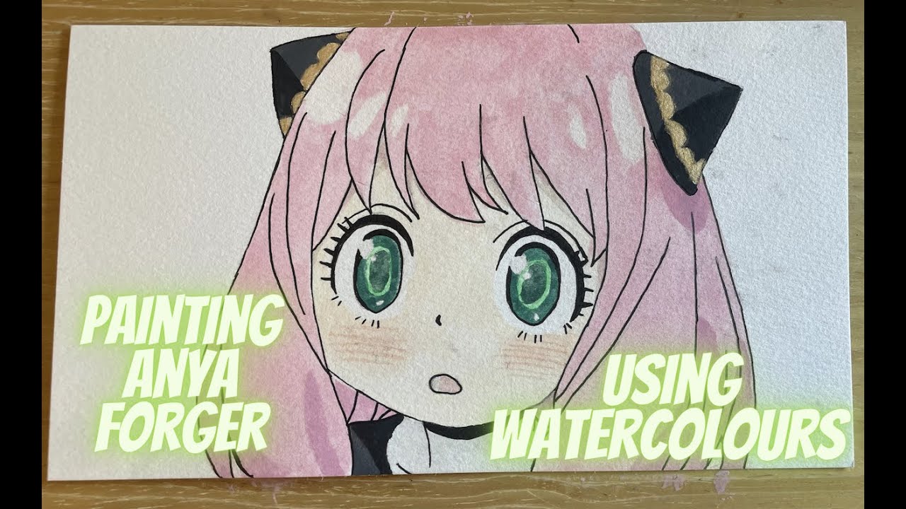 Painting Anya from Spy x Family with watercolours - YouTube