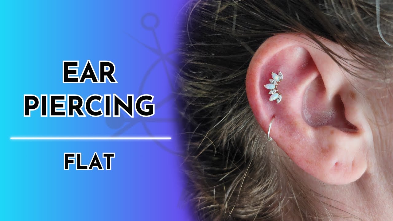 Ear Piercing | Flat | 14k Gold w/ CZ & White Opal 💎 - YouTube