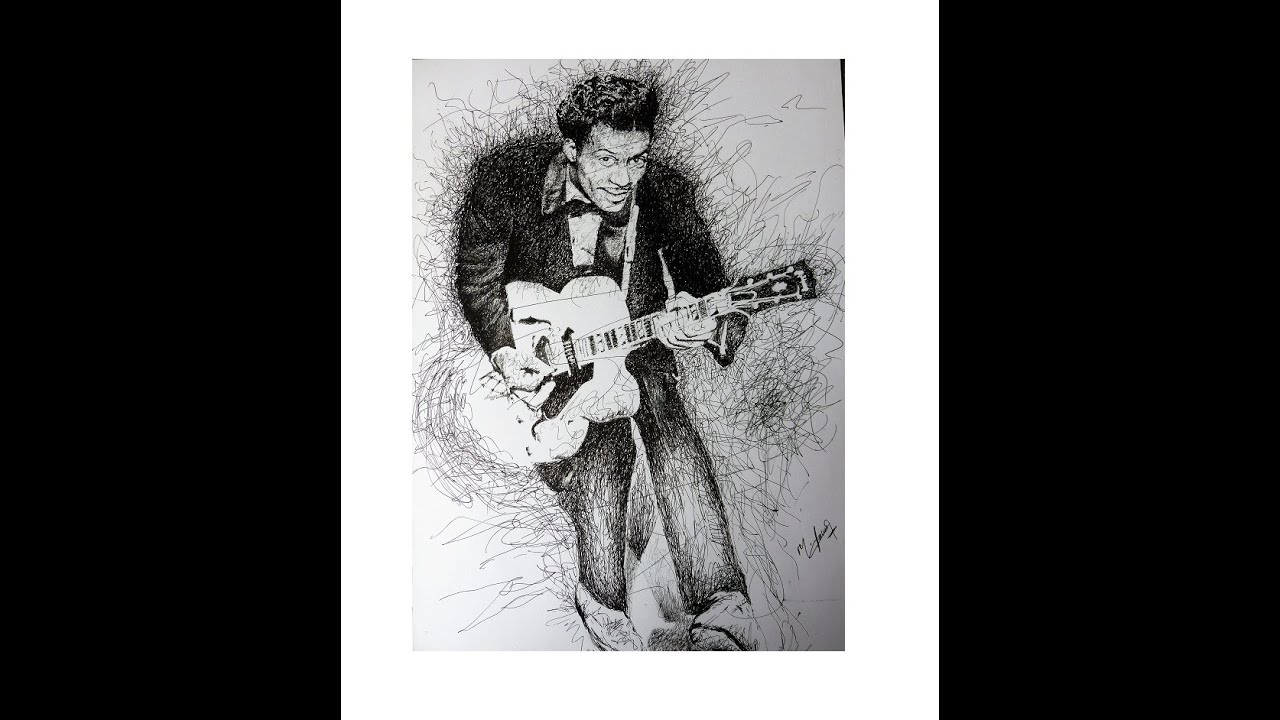 Drawing Chuck Berry: Scribble Art - YouTube