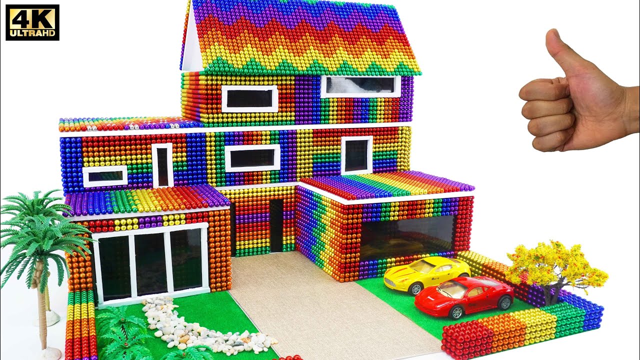 DIY - Building a beautiful mansion house from magnetic balls ...