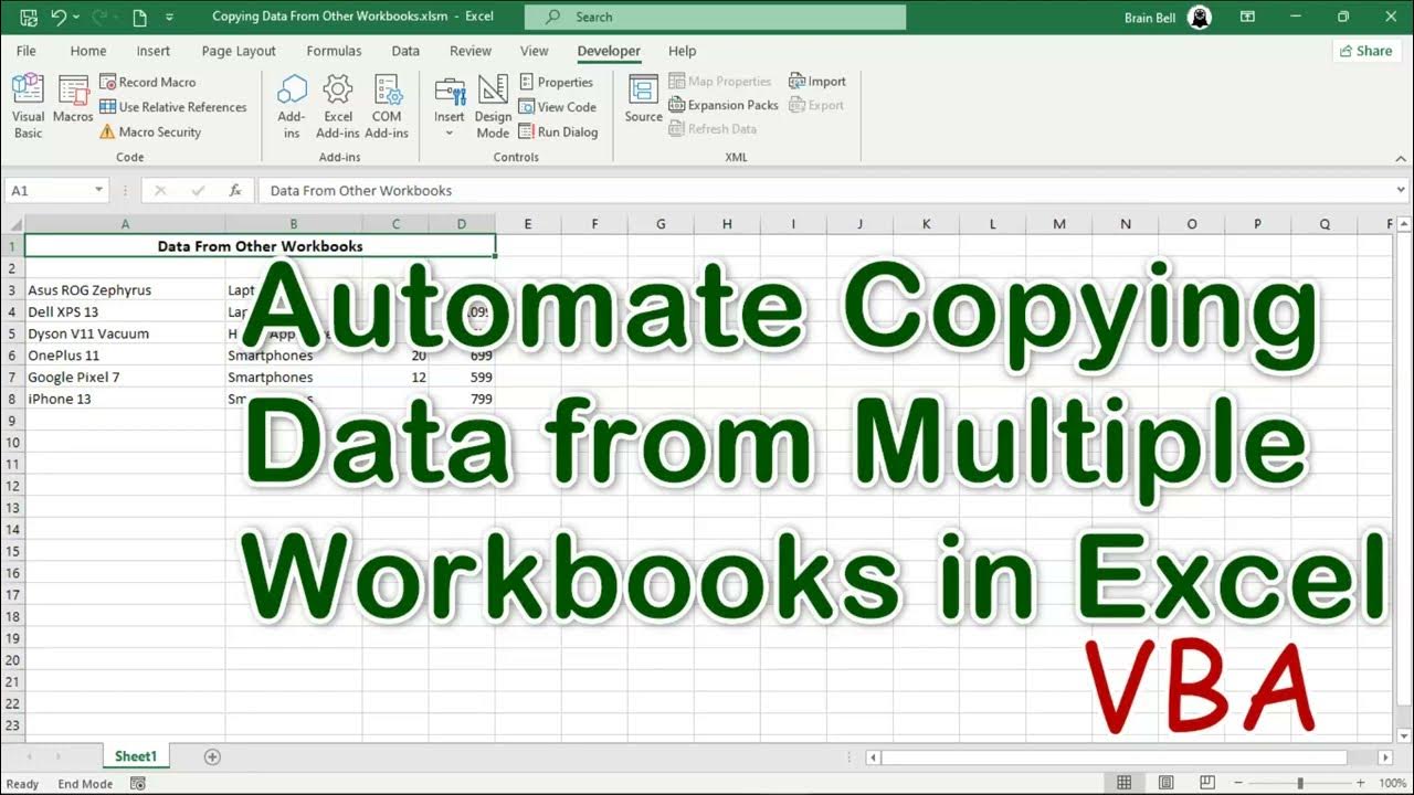 Automate Copying Data Across Excel Workbooks with VBA - YouTube