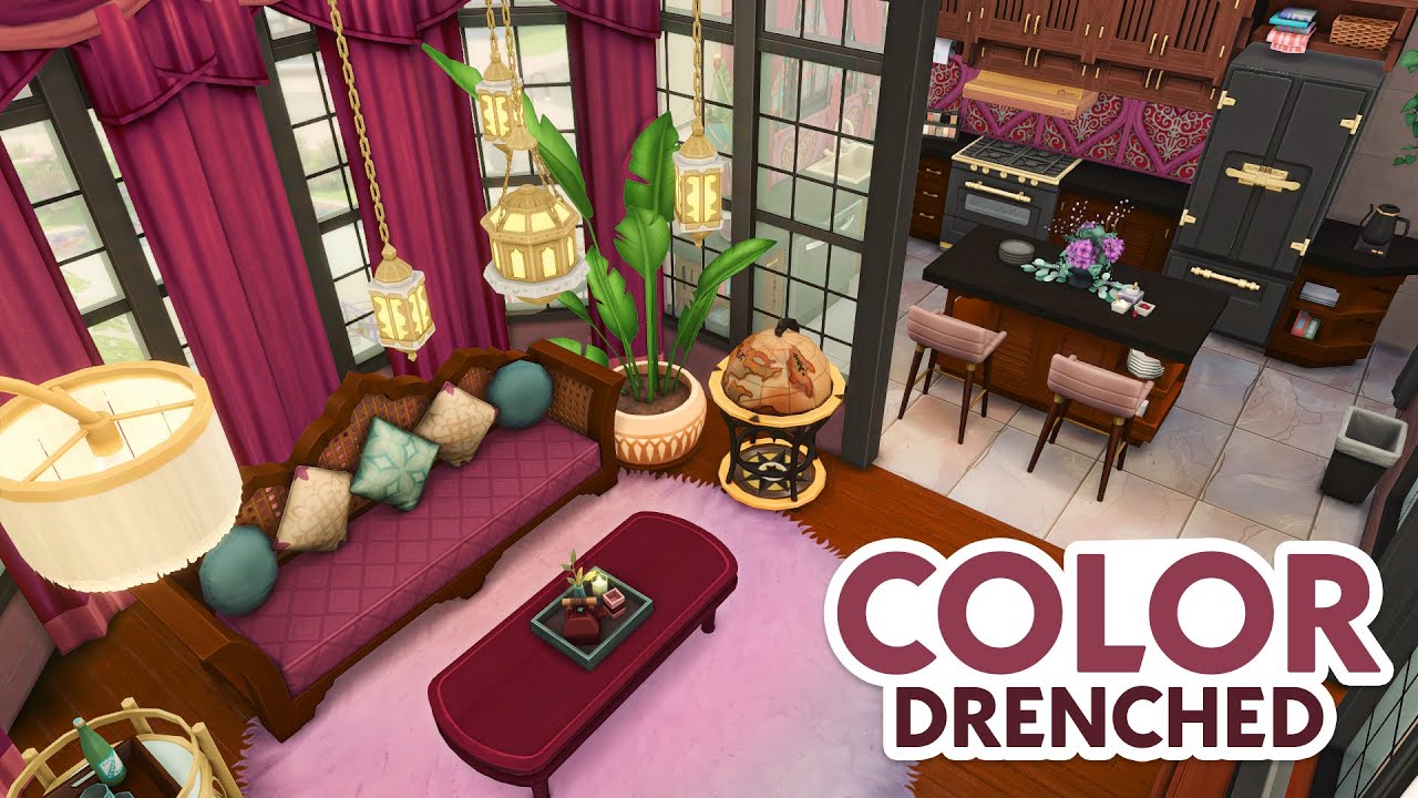 Purple Color-Drenched Apartment // The Sims 4 Speed Build: Apartment ...