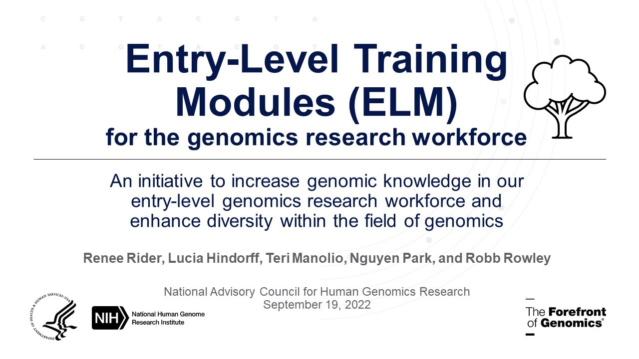 Concept Clearance: Entry Level Training Modules (ELM) PAR - Renee Rider ...