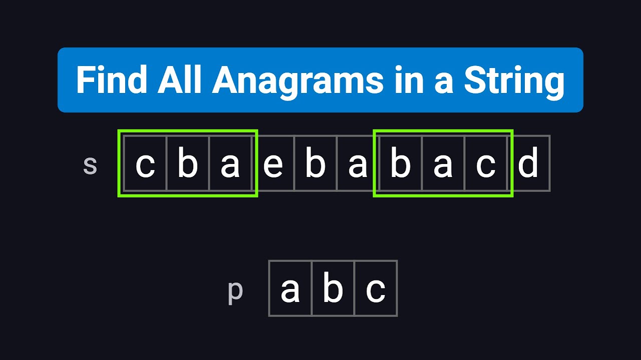Find All Anagrams in a String - LeetCode 438 - Python - Visually ...