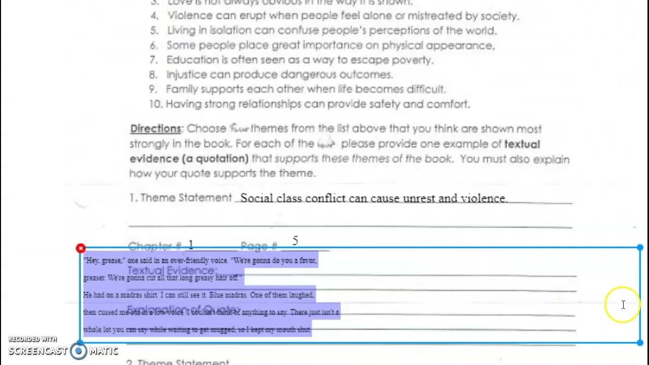 The Outsiders Theme Statement Directions YouTube The Outsiders Theme Statement Directions YouTube