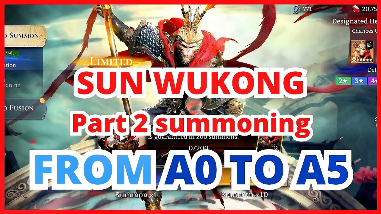 Sun WuKong From A0 to A5 | Part 2 on limited summoning | Watcher of Realms WoR - YouTube