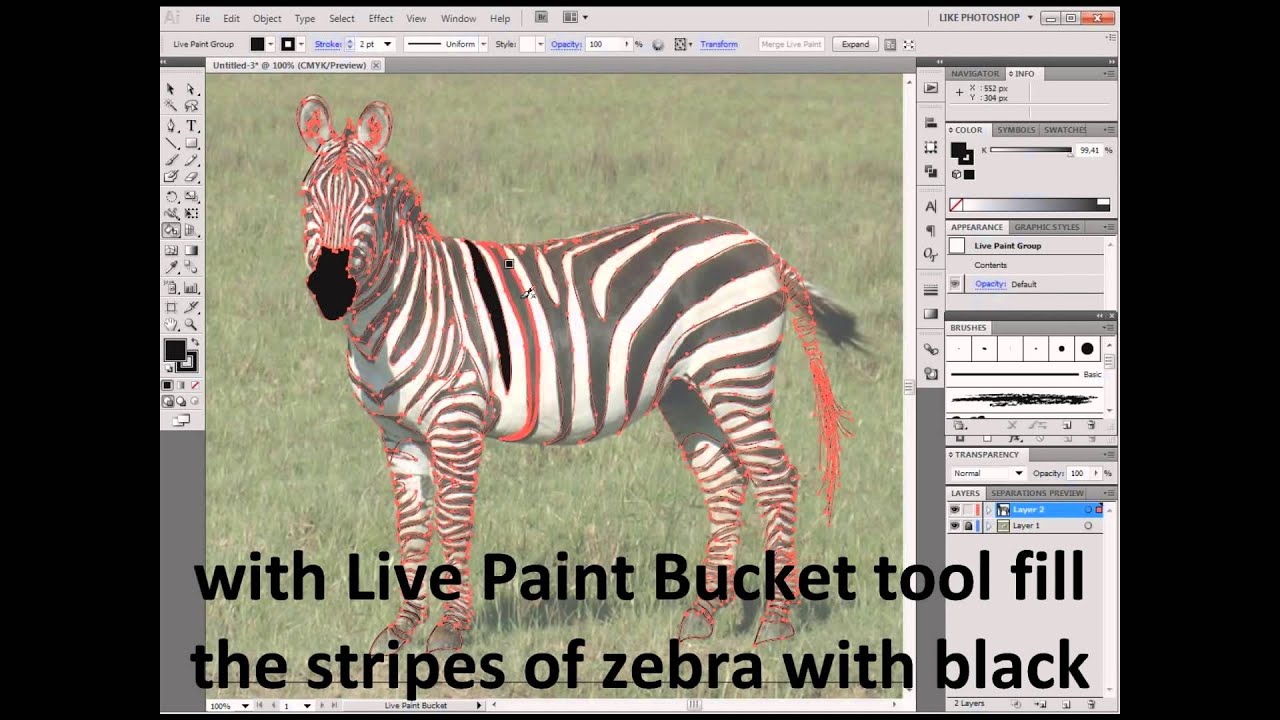 How to draw a zebra in Adobe Illustrator Digital vector drawing ...