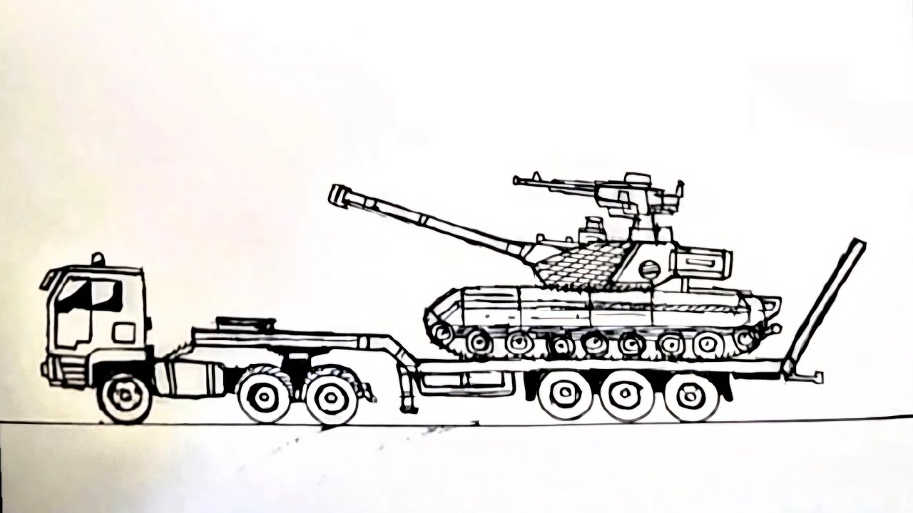 How to draw a war truck - YouTube
