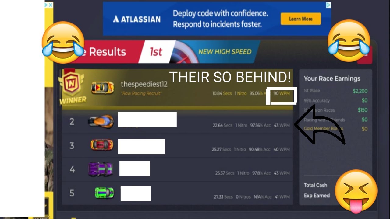 NOOB TROLLING NITRO TYPE!!!! - YouTube