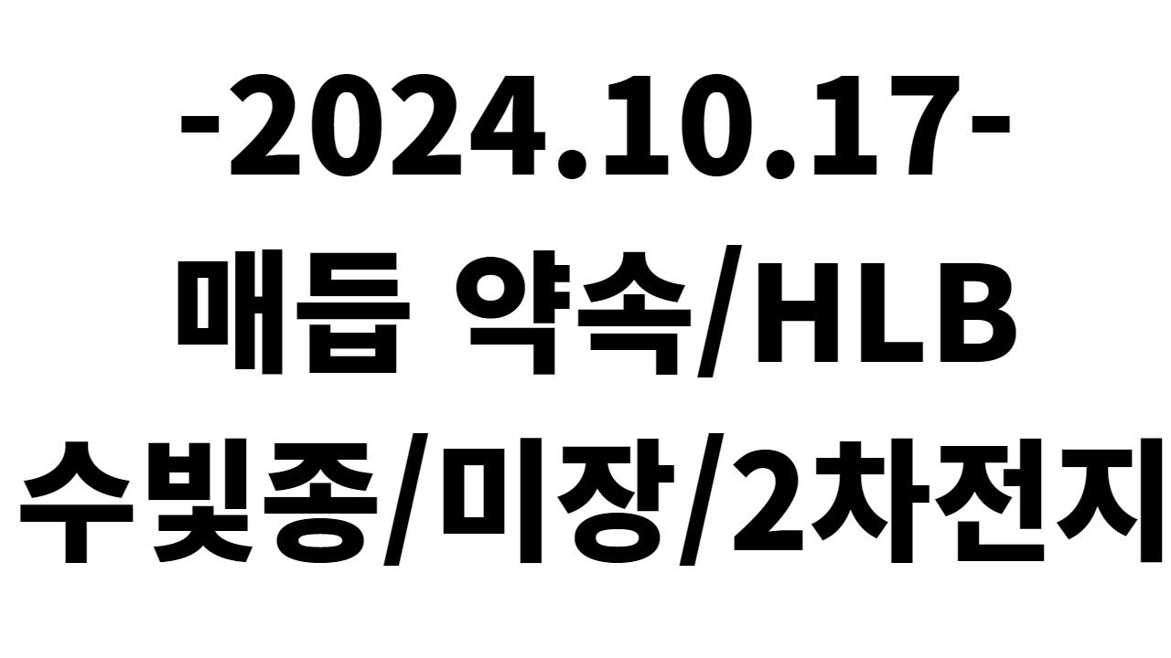 -2024.10.17-매듭 약속/HLB/수빛종/미장/2차전지 - YouTube