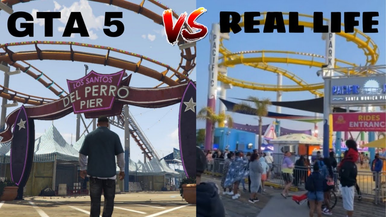 Vespucci Beach And The Del Perro Pier GTA 5 VS IN REAL LIFE (IRL) - YouTube